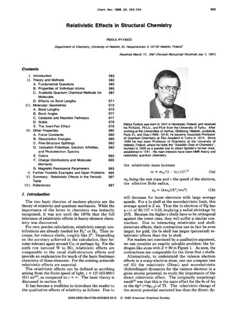 Relativistic Effects In Structural Chemistry Pdf Atomic Orbital