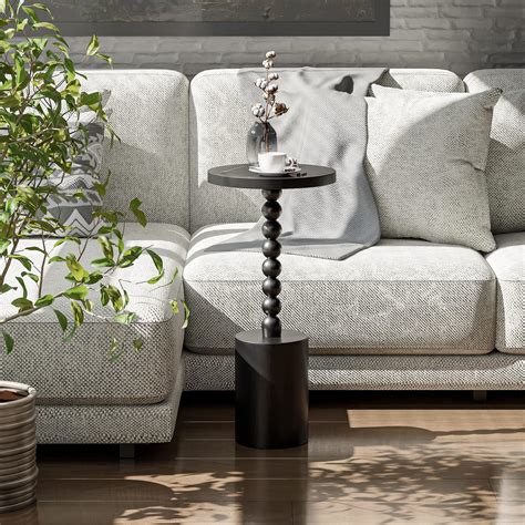 Creative Co Op Stacked Pedestal Cocktail Side Table Black