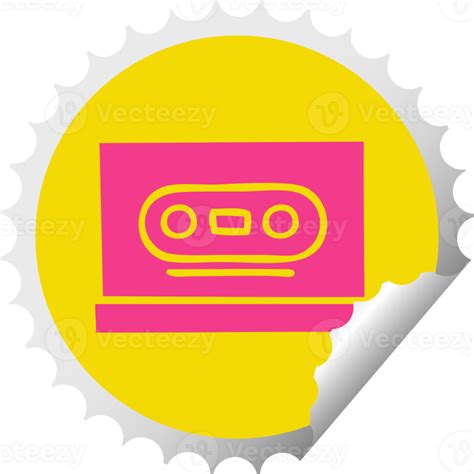 Circular Peeling Sticker Cartoon Of A Retro Cassette 45134701 Png