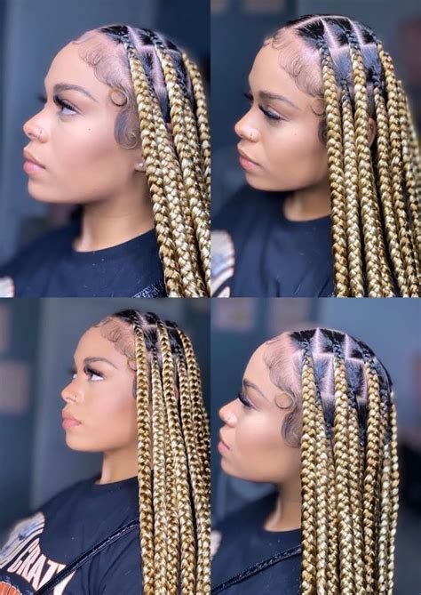 Mixed Color Jumbo Knotless Braids Blonde Braids Blonde Box Braids Braids For Black Hair