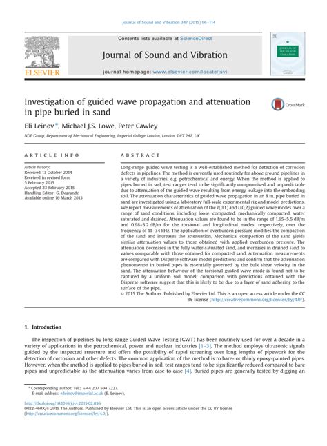 Pdf Investigation Of Guided Wave Propagation And Attenuation In Pipe