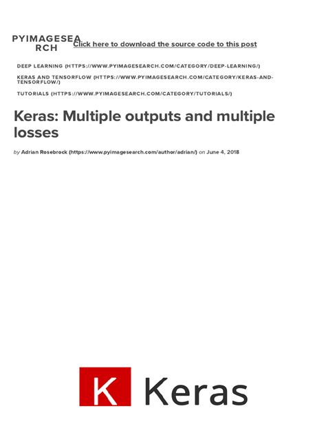 Keras Multiple Outputs And Multiple Losses Pyimagesearch Pdf