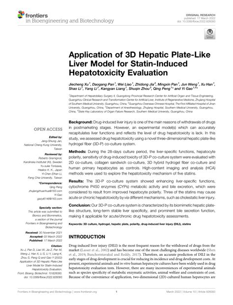 Pdf Application Of 3d Hepatic Plate Like Liver Model For Statin