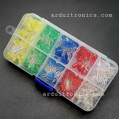 Led Set 3mm 5mm สีแดง เขียว น้ำเงิน เหลือง ขาว Led 300 หลอดต่อเซ็ต Arduino Raspberry Pi