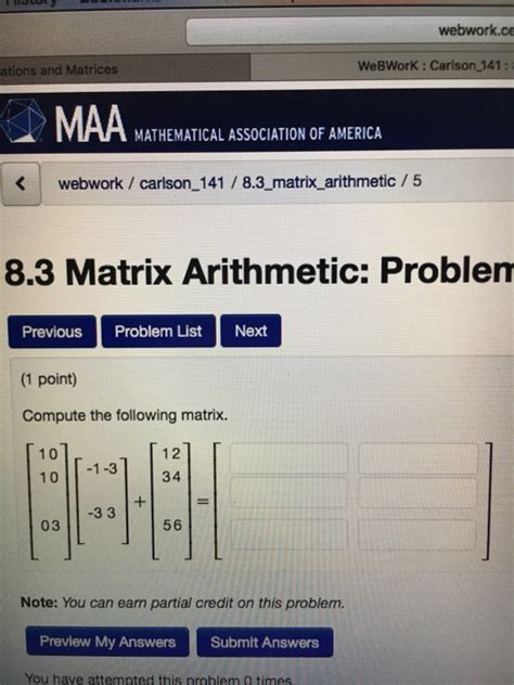 solved webwork ce ations and matrices webwork carlson 141