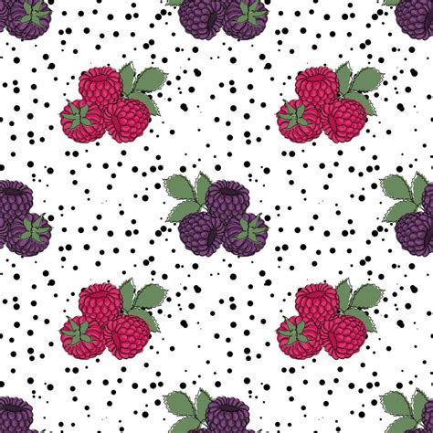Seamless Pattern Of Raspberry And Blackberry 23173741 Vector Art At Vecteezy