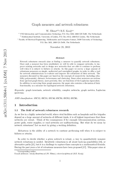 Pdf Graph Measures And Network Robustness