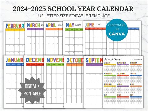 Printable Blank School Year Calendar