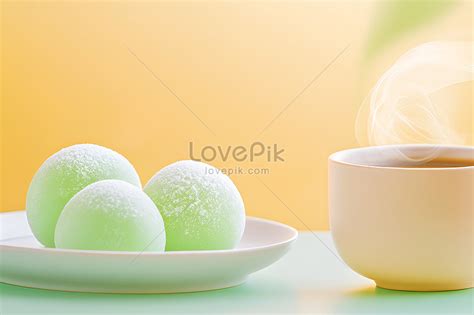 녹색 말차 모치 디저트 배경 사진 및 창의적인 일러스트 무료 다운로드 Lovepik