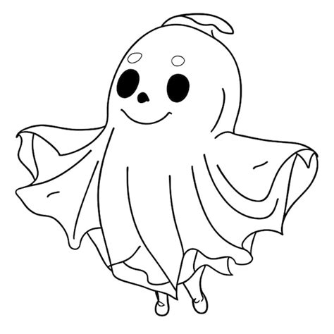 고스트 할로윈 터 일러스트레이션 라인 아트 프리미엄 Ai 생성 벡터