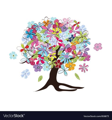 Floral Tree Royalty Free Vector Image VectorStock Floral Tree Royalty Free Vector Image VectorStock