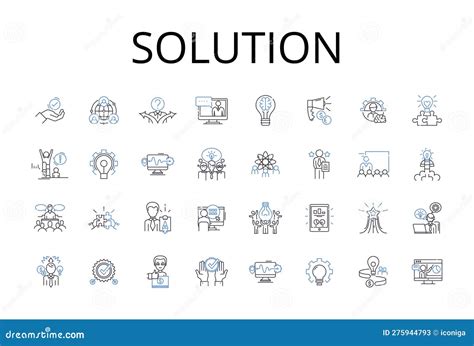 Solution Line Icons Collection Answer Fix Resolve Cure Remedy Key