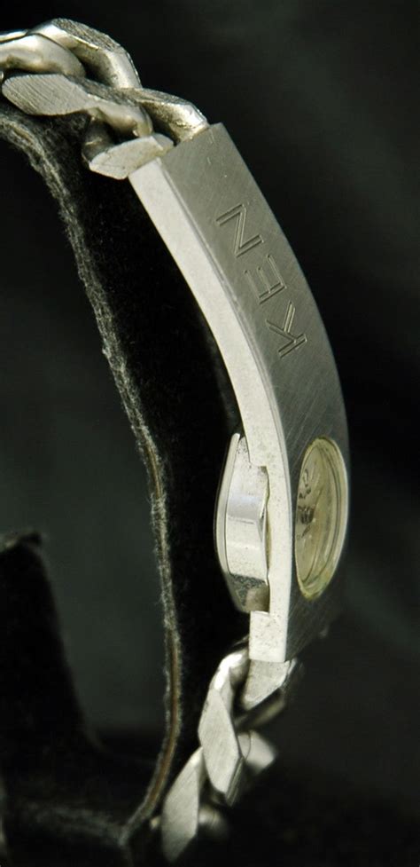 1960s Ken Dauna Windup Cuban Link Id Bracelet Watch 1… Gem