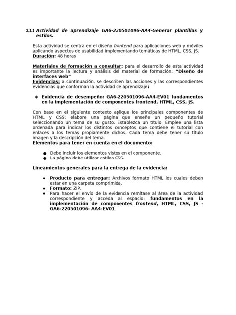 Fundamentos Implementación Componentes Frontend Html Css Js Pdf