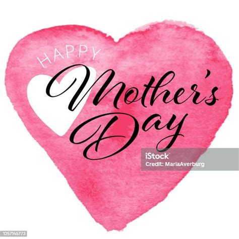 해피 어머니의 날 손으로 그린 레터링 카드 수채화 핑크 하트의 배경에 타이포그래피 포스터 낙서 패턴에 대한 스톡 벡터 아트 및 기타 이미지 Istock