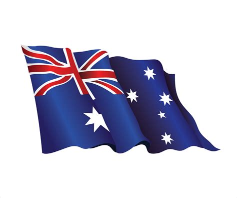 Flag Of Australia Vector Illustration Of A Waving Australian Flag Against White Background