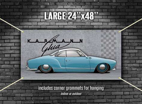 Karmann Ghia Cal Look Vw Hot Vws Garage Art Banner 24 X 48 Brm