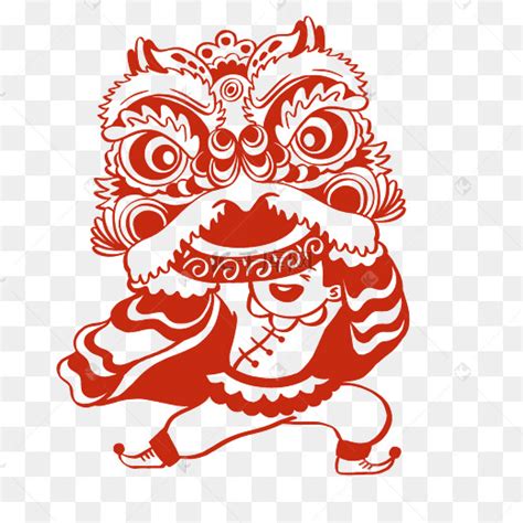 舞狮剪纸图片 舞狮剪纸图片素材免费下载 千库网