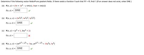solved determine if the following vector fields f are