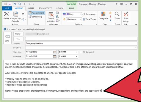 Outlook Meeting Invite Template