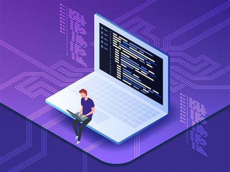 Premium Vector Isometric Of Young Programmer Coding A New Project Using Computer
