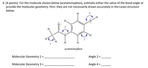 Solved 4 4 Points For The Molecule Shown Below Acetaminophen Estimate Either The Value Of