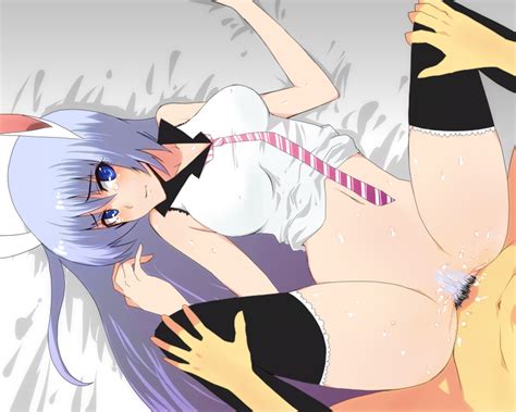 Rule 34 Blue Eyes Blue Hair Blush Breasts Bunny Ear Bunny Girl Censored Erect Nipples Jont