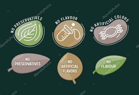 Conjunto De Iconos Sin Conservantes Sabores Y Colores Artificiales