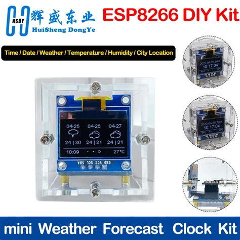 Dc5v Esp8266 Diy Electronic Kit Mini Weather Forecast Clock Kits Oled