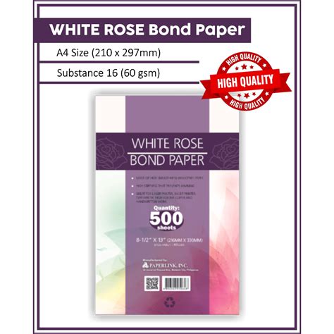 White Rose Long Bond Paper 60gsm Shopee Philippines