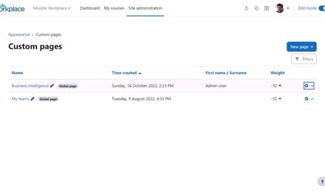 Create And Edit Custom Pages With Moodle Workplace 4