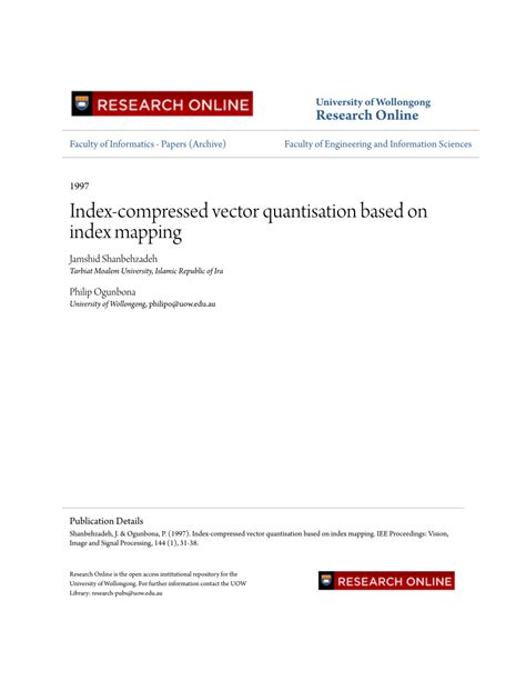 Pdf Index Compressed Vector Quantisation Based On Index Mapping