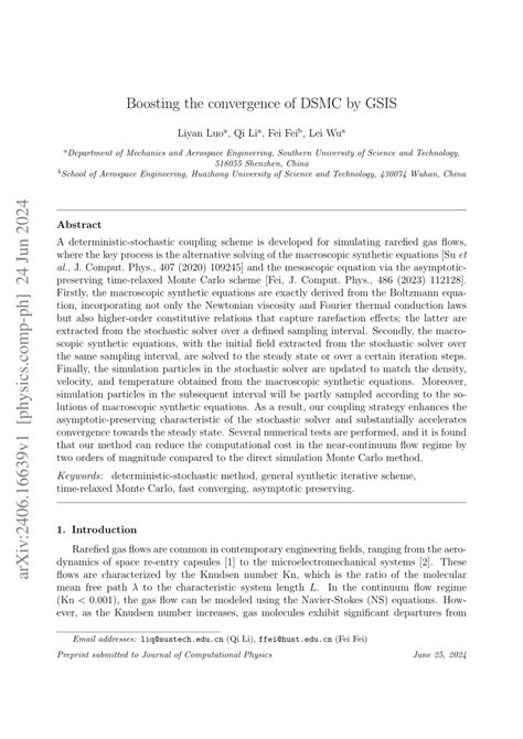 Pdf Boosting The Convergence Of Dsmc By Gsis