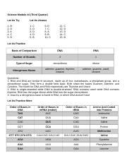 CCD Science Module Docx Science Module Third Quarter Let Us Try Let Us Assess B D