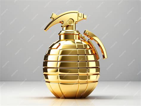 Premium Ai Image Luxurious Gold Grenade A Retro Weapon Of Artistic Opulence