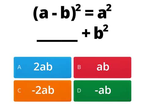 Algebraic Formulae Expansion Of Squares Quiz