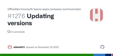 Updating Versions · Issue 1276 · Officedevmicrosoft Teams Apps