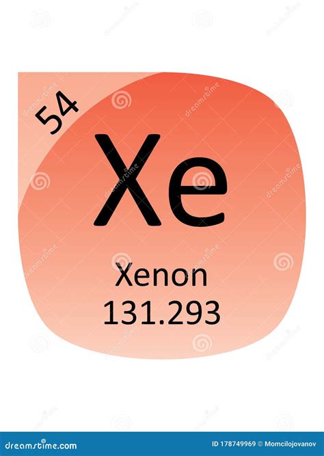 Round Periodic Table Element Symbol Of Xenon Stock Vector