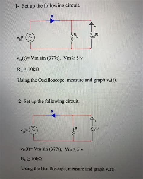Solved 1 Set Up The Following Circuit R Ut Vin T Vm Sin Chegg Com