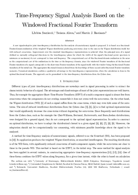 Pdf Timefrequency Signal Analysis Based On The Windowed Fractional Fourier Transform