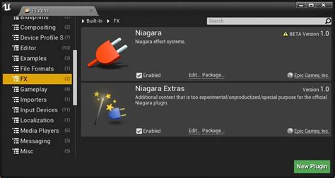 Enable The Niagara Plugin Unreal Engine 427 Documentation