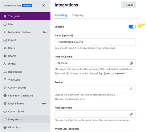 Rocket Chat Integration For Healthchecks Io