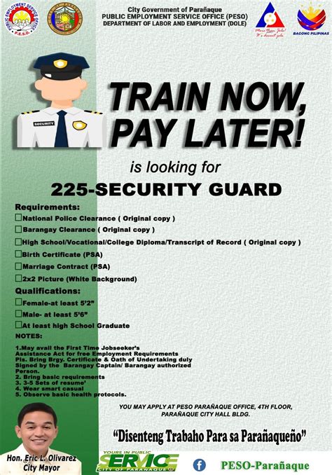Urgent Hiring Of Security Guards City Government Of ParaÑaque