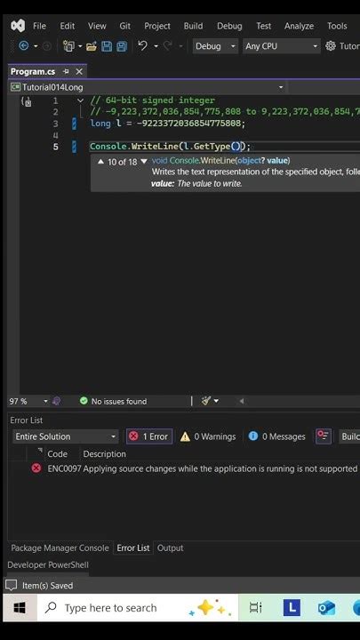 C Tutorial Long Data Type Shorts Programming Csharp Youtube