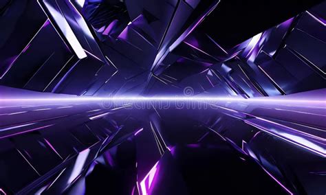 Black Angular Shapes And Lines Dark Purple Gradient Background And Reflective Metal Surfaces