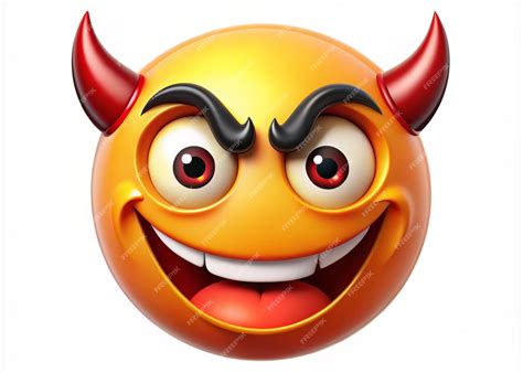 Cara De Emoji Sonriente Traviesa Con Cuernos De Diablo Que Representan