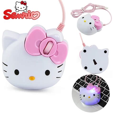 Sanrio Hello Kitty Wired Usb Mouse Anime Personalized Women Notebook