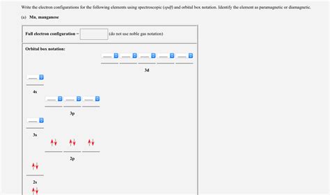 Solved Key For Entering Orbital Box Information Key For Chegg Com