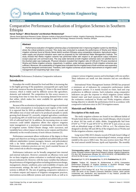 Pdf Comparative Performance Evaluation Of Irrigation Schemes In