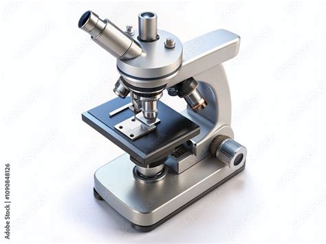 High Resolution Drone Photography Of Isolated Laboratory Microscope On White Background For